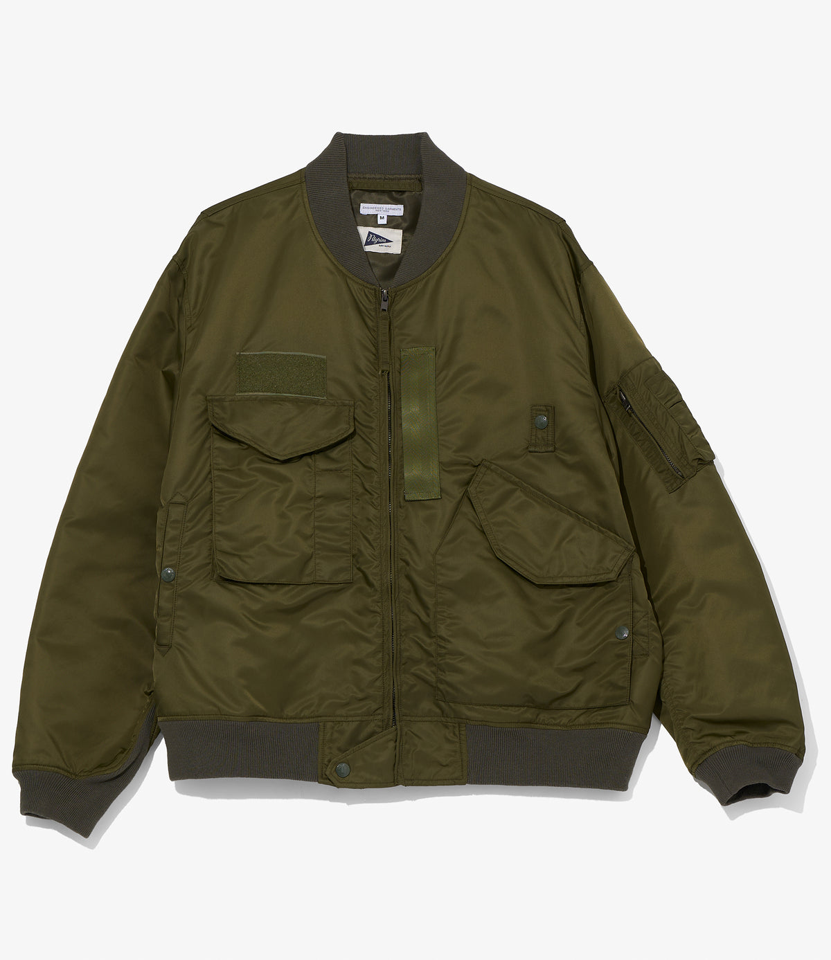 Engineered Garments for Pilgrim - Flight Jacket - Olive Flight Satin N ...