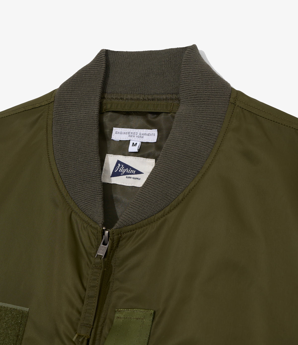 Engineered Garments for Pilgrim - Flight Jacket - Olive Flight Satin N ...